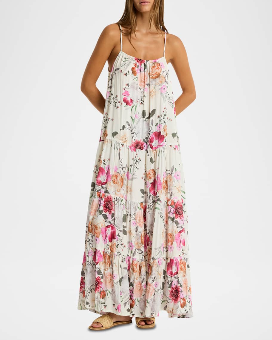 Sea Level Swim Floral Tiered Maxi Sundress | Neiman Marcus