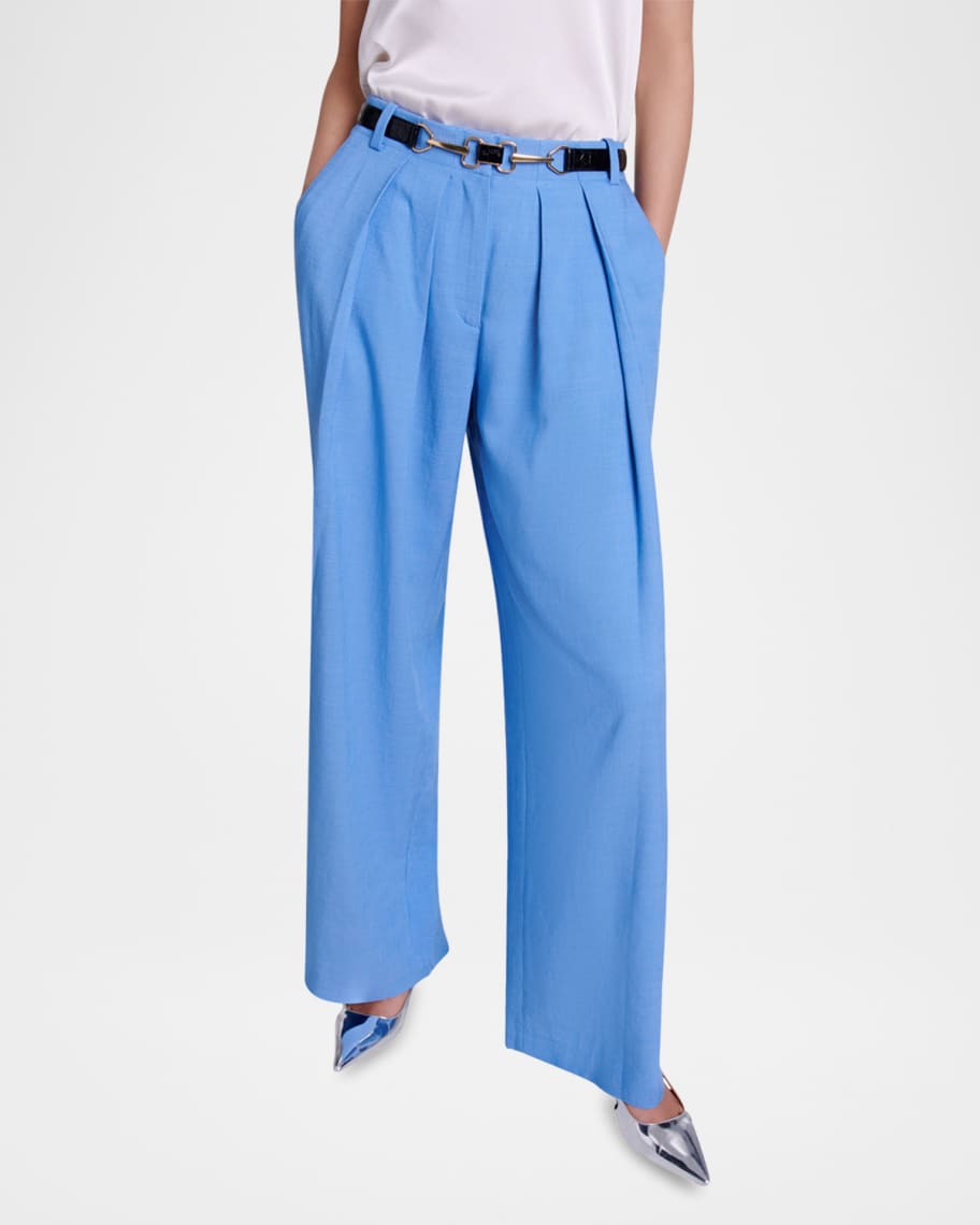 Maje Pivalda Textured Wide-Leg Pants | Neiman Marcus
