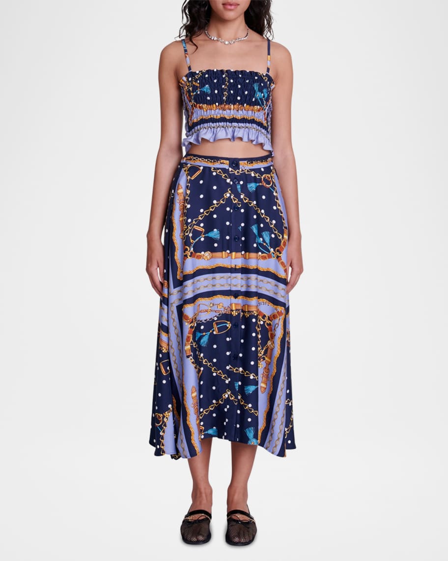 Maje Jichaine Chain Motif Midi Skirt | Neiman Marcus