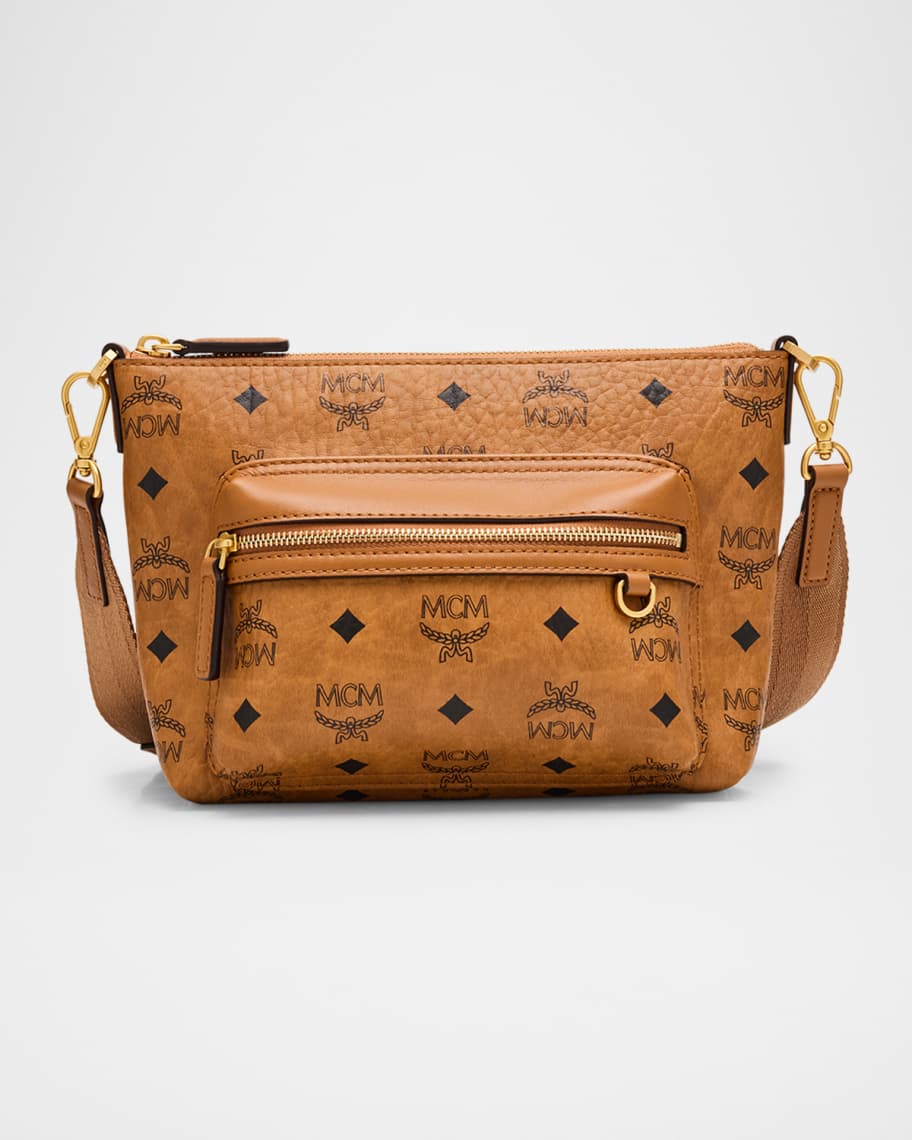 MCM Men's Aren Small Visetos Leather Crossbody Bag | Neiman Marcus