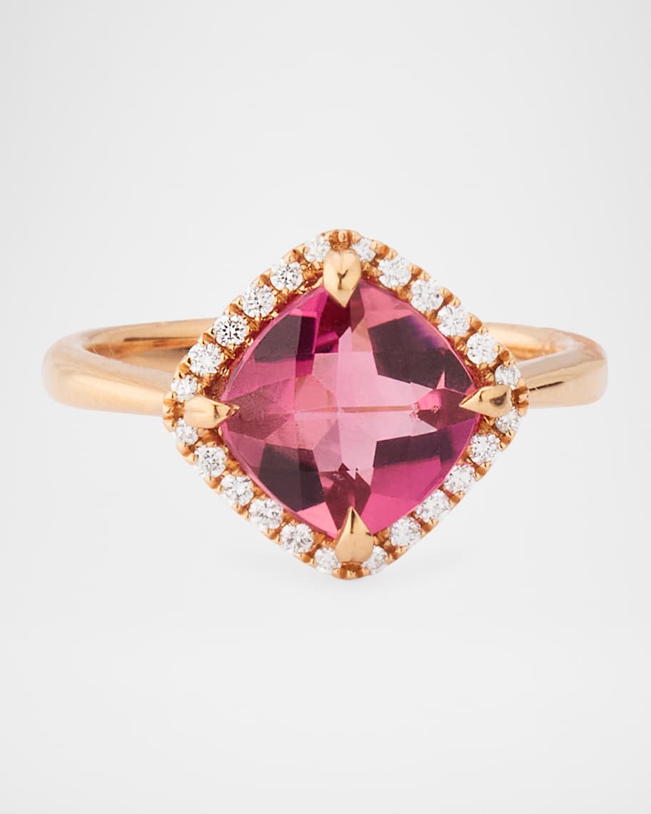 Lisa Nik Rocks 18K Rose Gold Cushion Cut Pink Tourmaline and Diamond ...