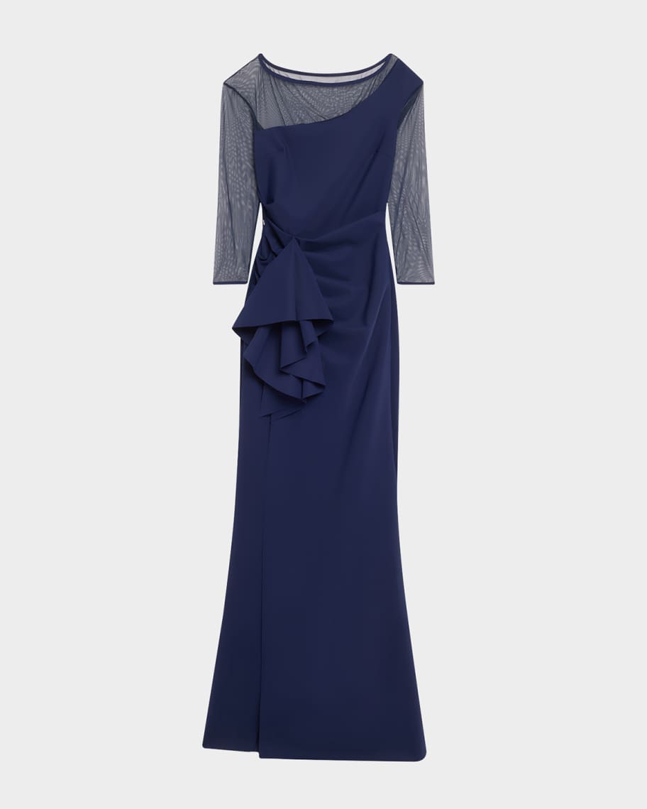 Chiara Boni La Petite Robe Aroma Draped Illusion Gown | Neiman Marcus