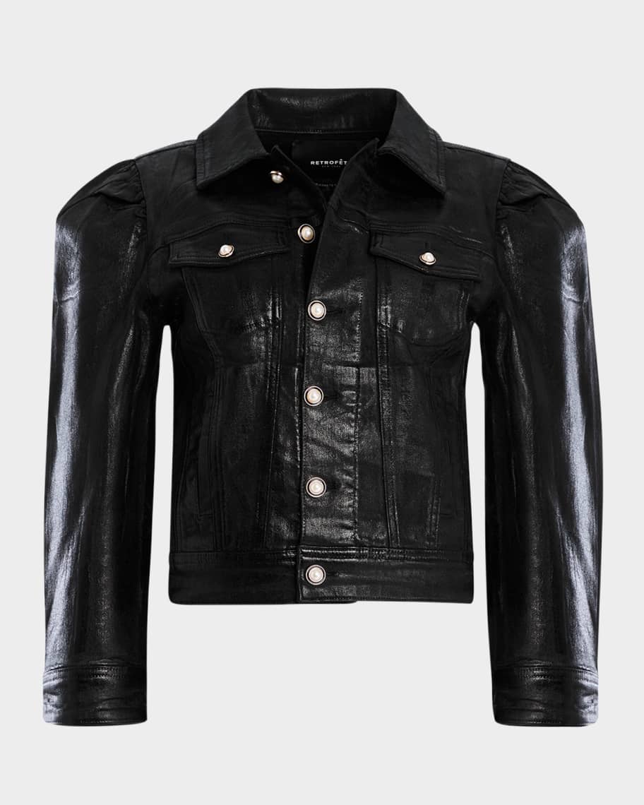 Retrofete Ada Puff-Sleeve Coated Denim Jacket | Neiman Marcus