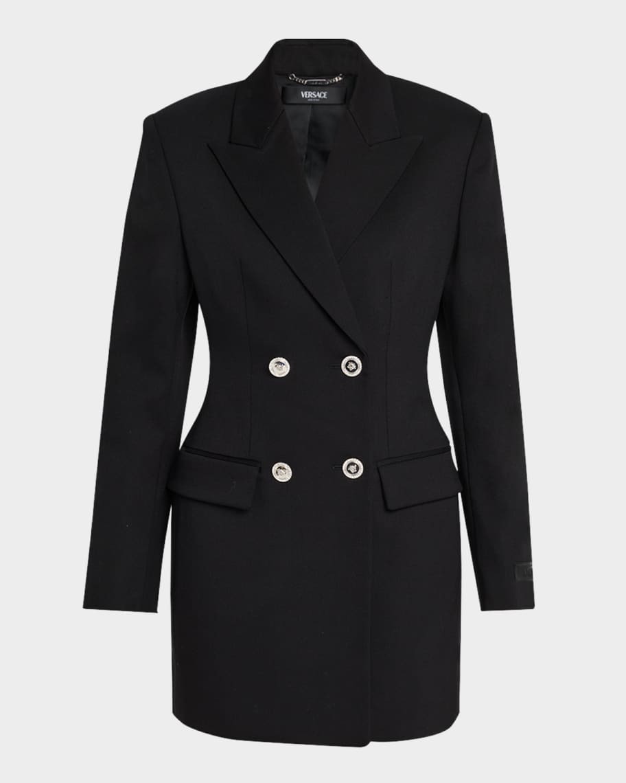 Versace Chainmail Cutout Double-Breasted Evening Jacket | Neiman Marcus