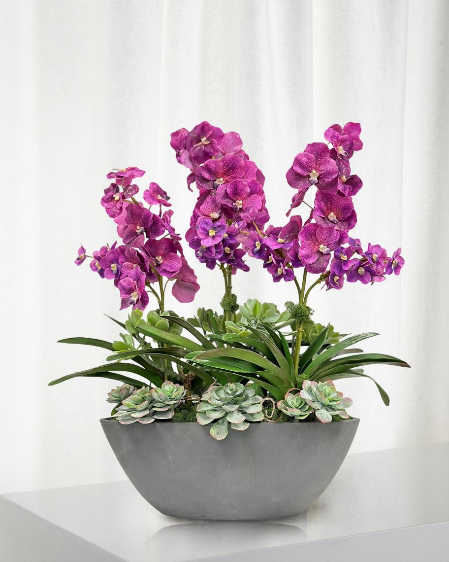 Winward Home Vanda Orchid in Oval Planter, 30.5" | Neiman Marcus