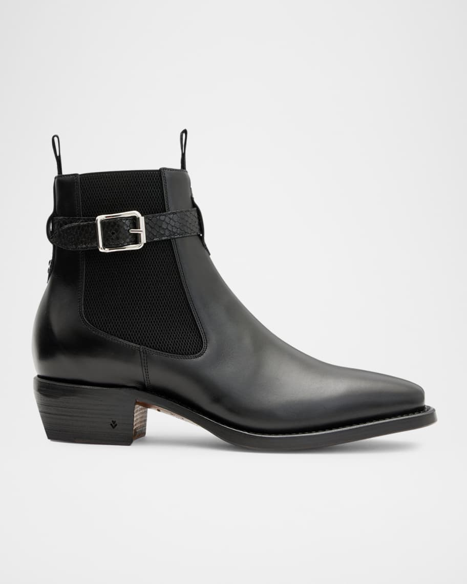 John Varvatos Men's Walker Buckle Chelsea Boots | Neiman Marcus