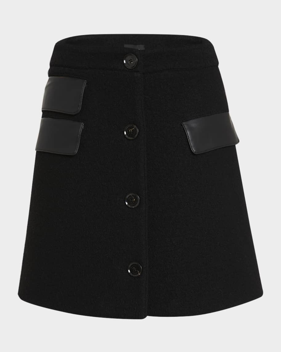 Proenza Schouler Mei Faux Leather Pocket Button-Front Wool Mini Skirt ...