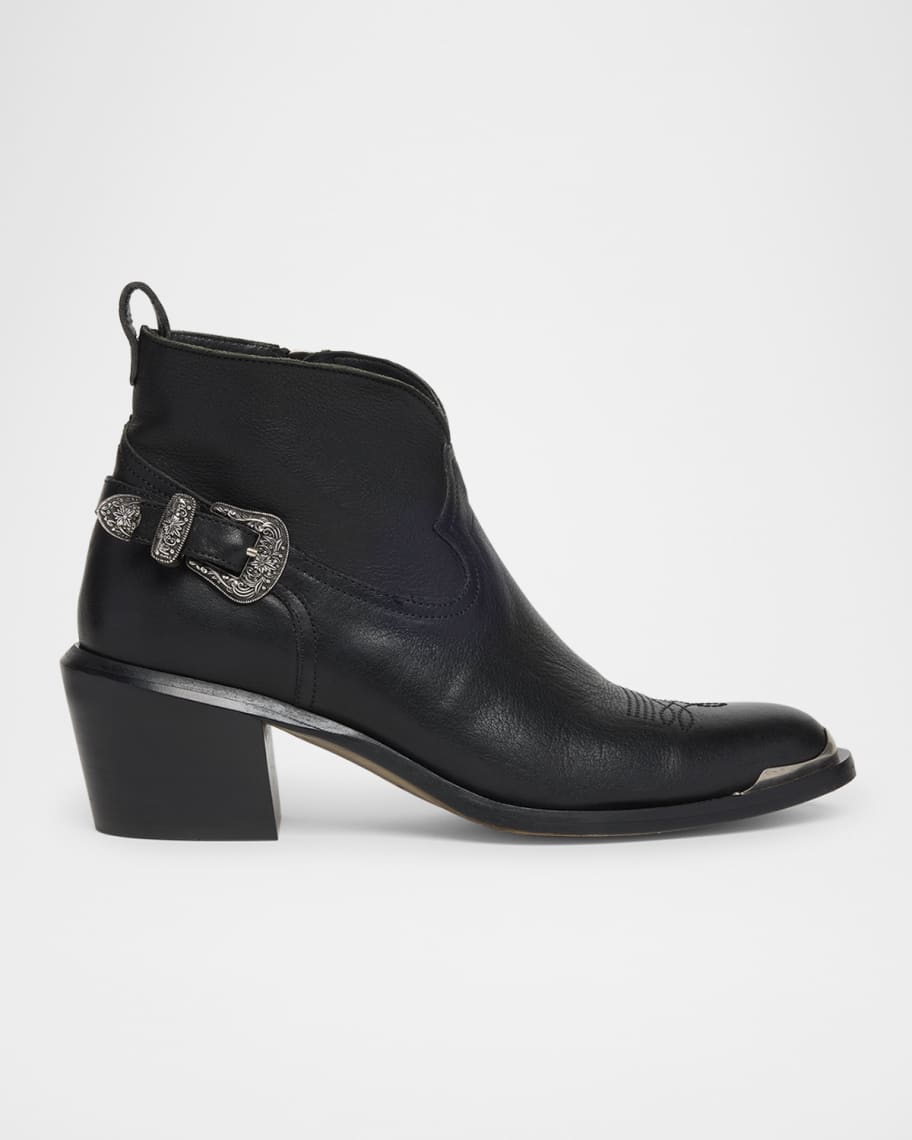 Golden Goose Patty Leather Buckle Western Ankle Boots | Neiman Marcus