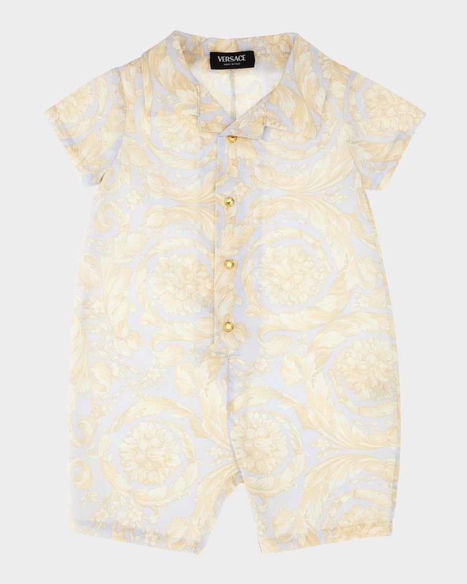 Versace Boy's Barocco-Print Playsuit, Size 3M-18M | Neiman Marcus