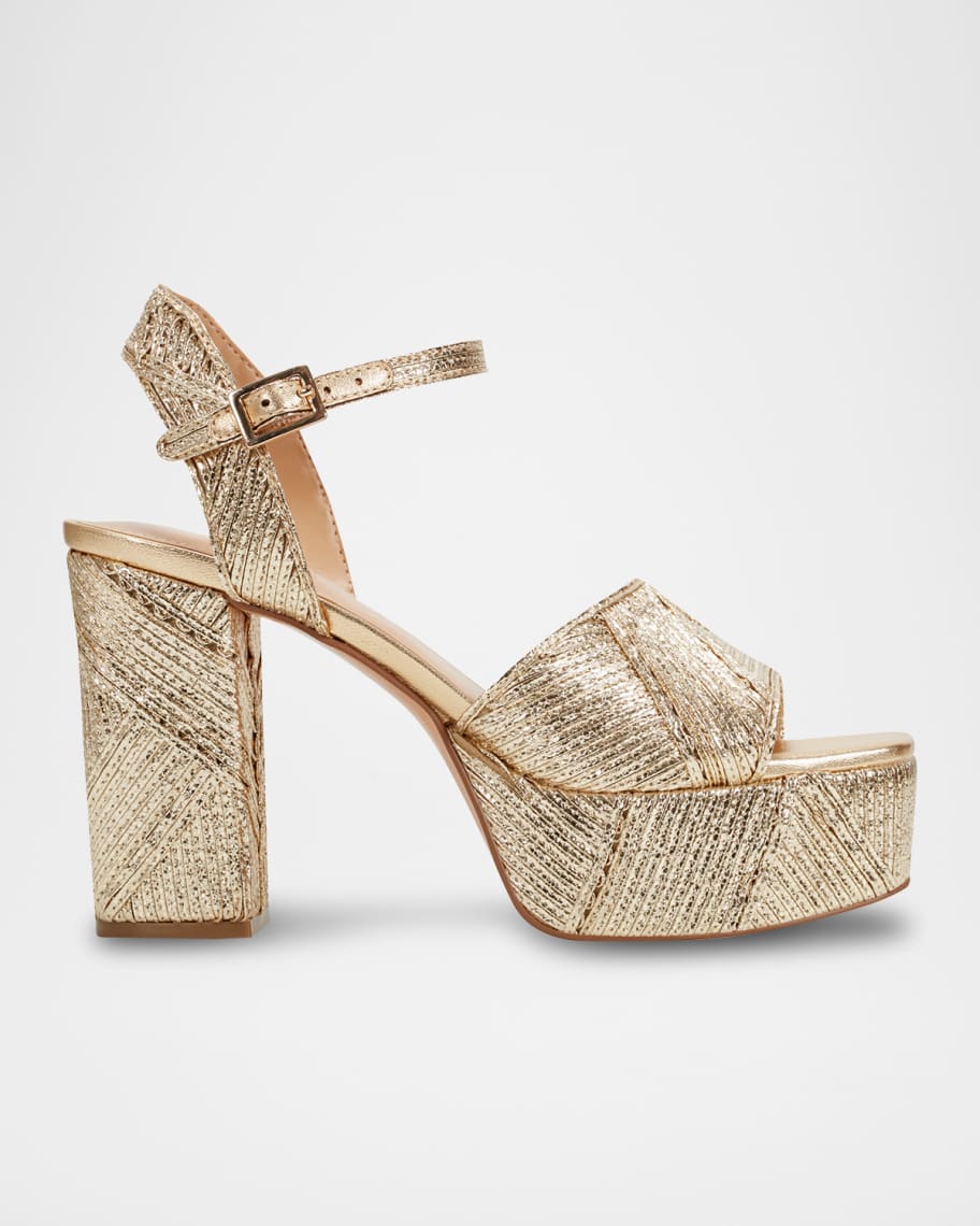 Marc Fisher LTD Calyn Metallic Woven Platform Sandals | Neiman Marcus