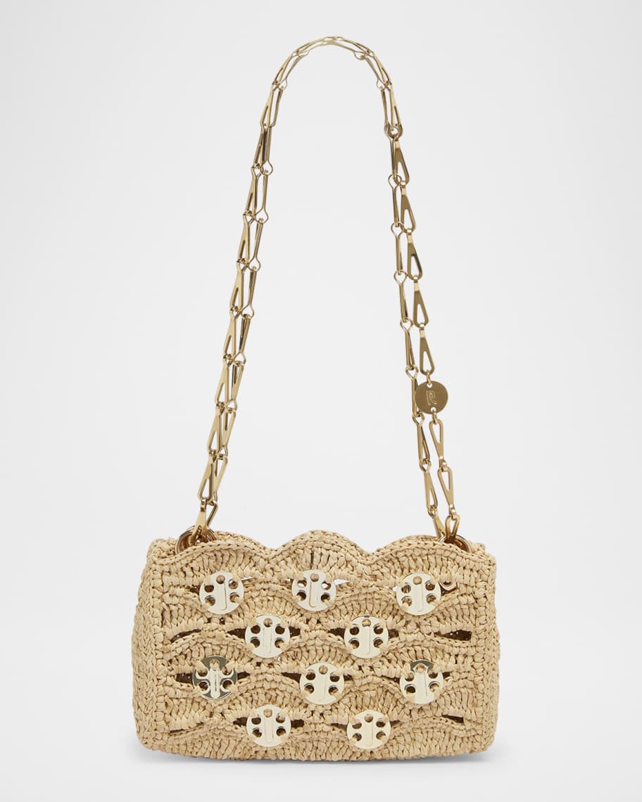 Rabanne Sac a Main Disc-Link Raffia Shoulder Bag | Neiman Marcus
