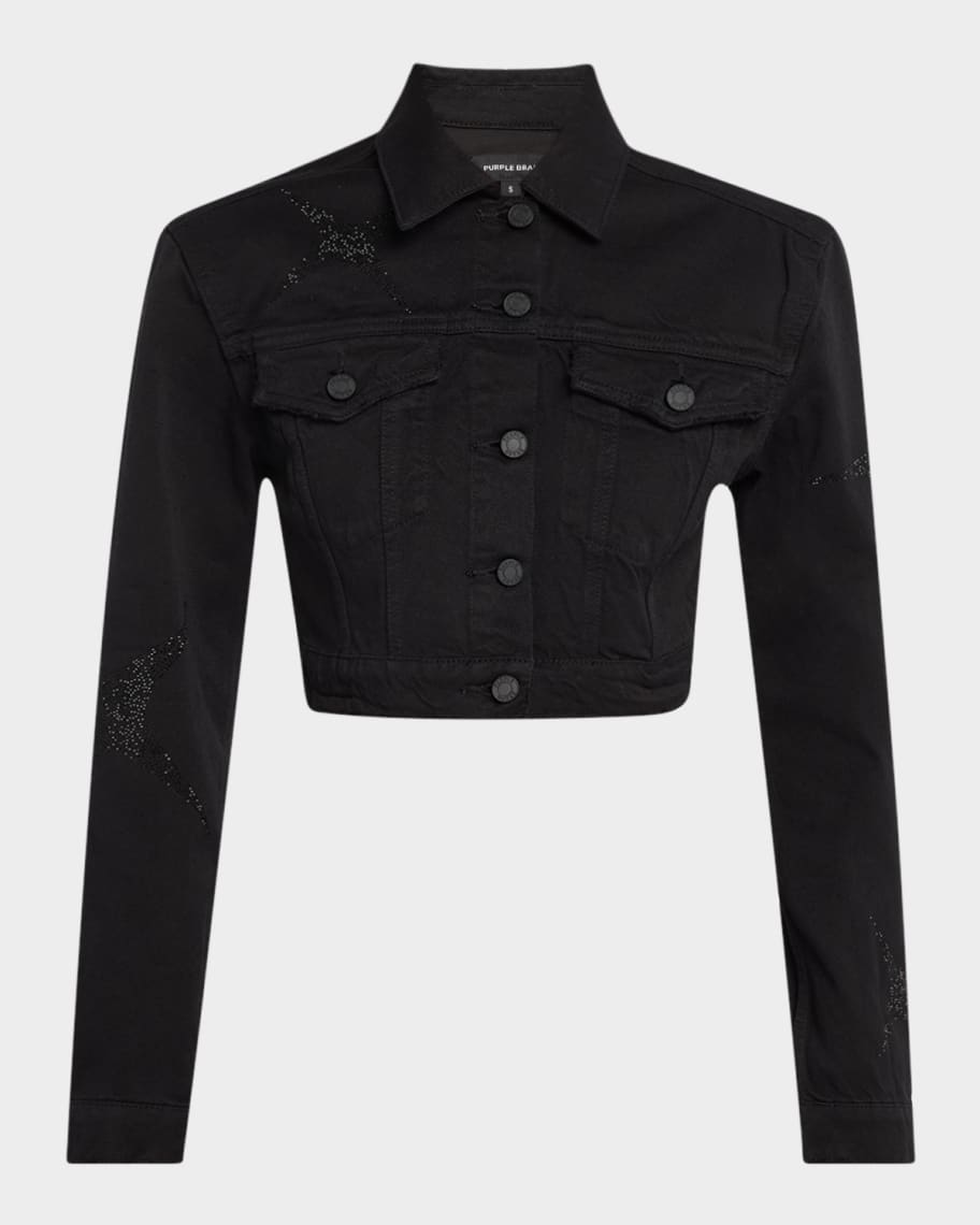 PURPLE Cropped Star Denim Jacket | Neiman Marcus