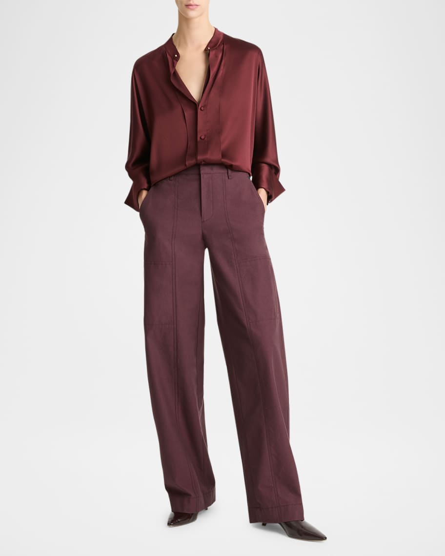Vince Mid-Rise Wool Utility Pants | Neiman Marcus