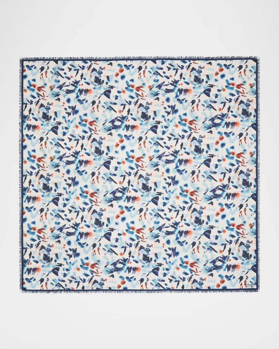 Lafayette 148 New York Paint Splatter Square Cashmere-Silk Scarf ...