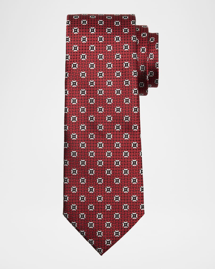 ZEGNA Men's Woven Medallion Silk Tie | Neiman Marcus