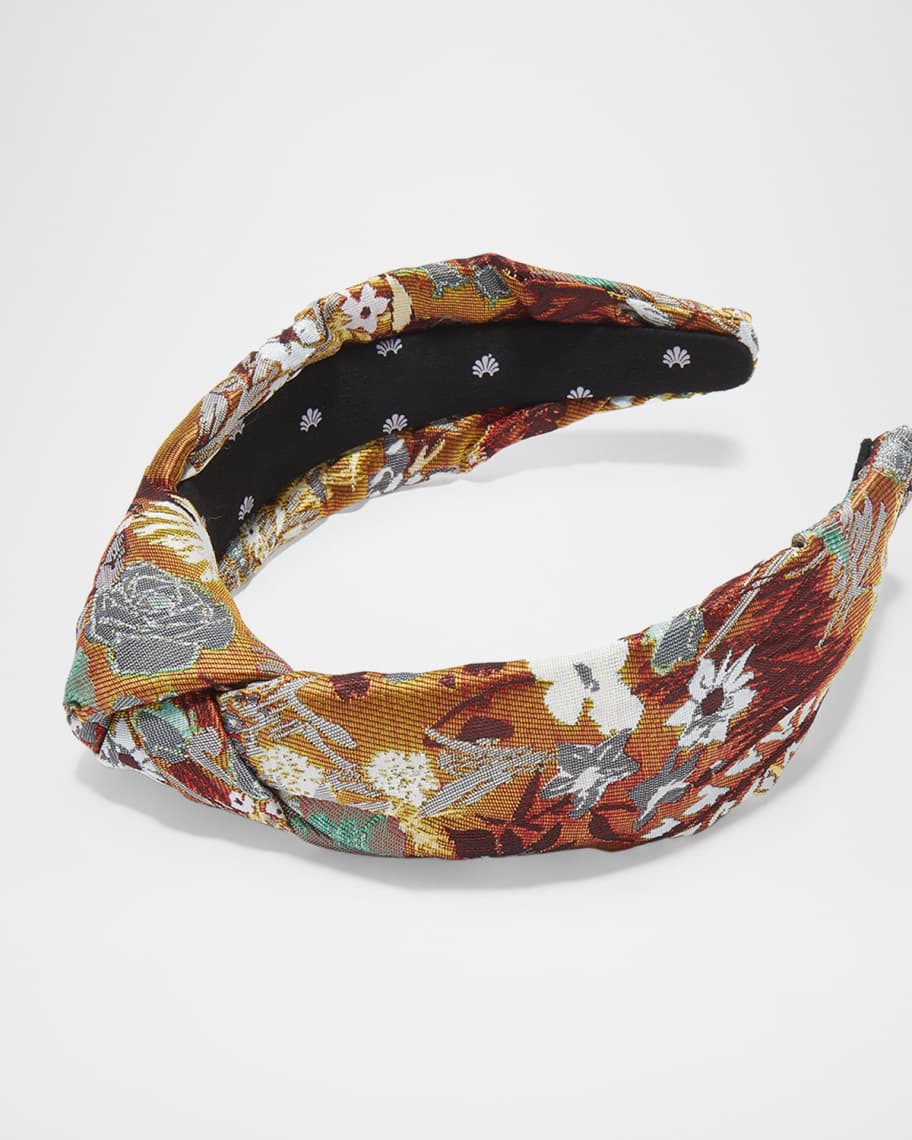 Lele Sadoughi Knotted Brocade Floral Headband | Neiman Marcus