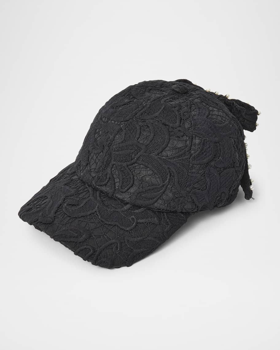 Lele Sadoughi Bow Embellished Lace Baseball Cap | Neiman Marcus