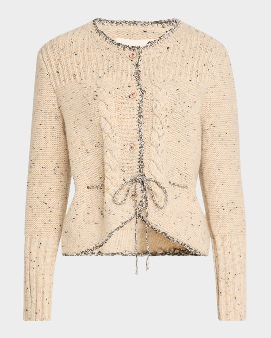 LOVE THE LABEL Victorian Wool-Blend Cardigan | Neiman Marcus