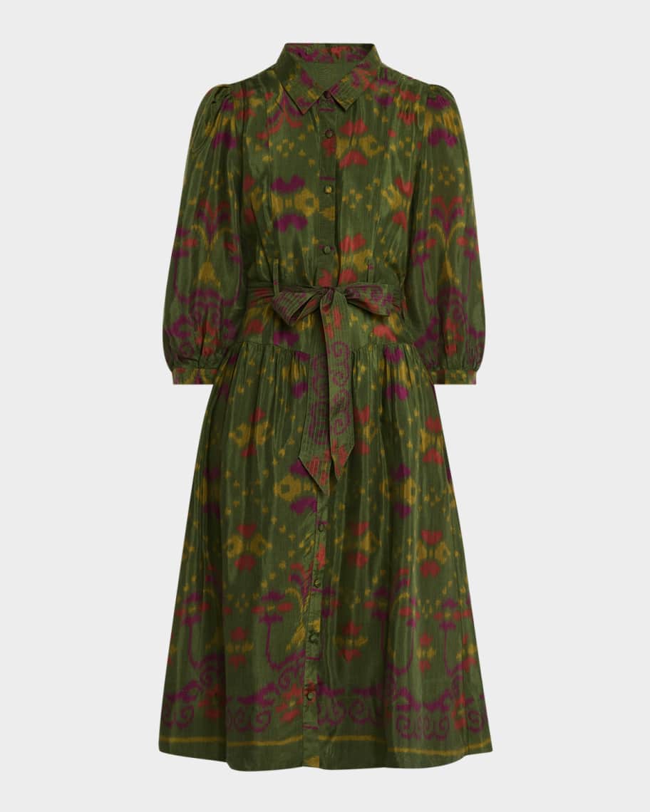 LOVE THE LABEL Lulu Ikat Belted Shirtdress | Neiman Marcus