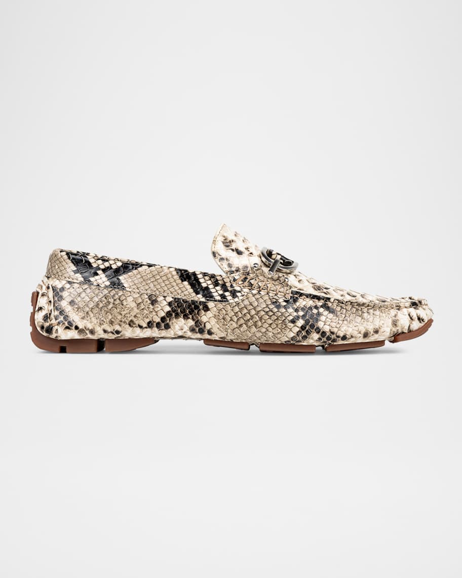 Donald Pliner Men's Dacio Snake-Effect Driving Shoes | Neiman Marcus