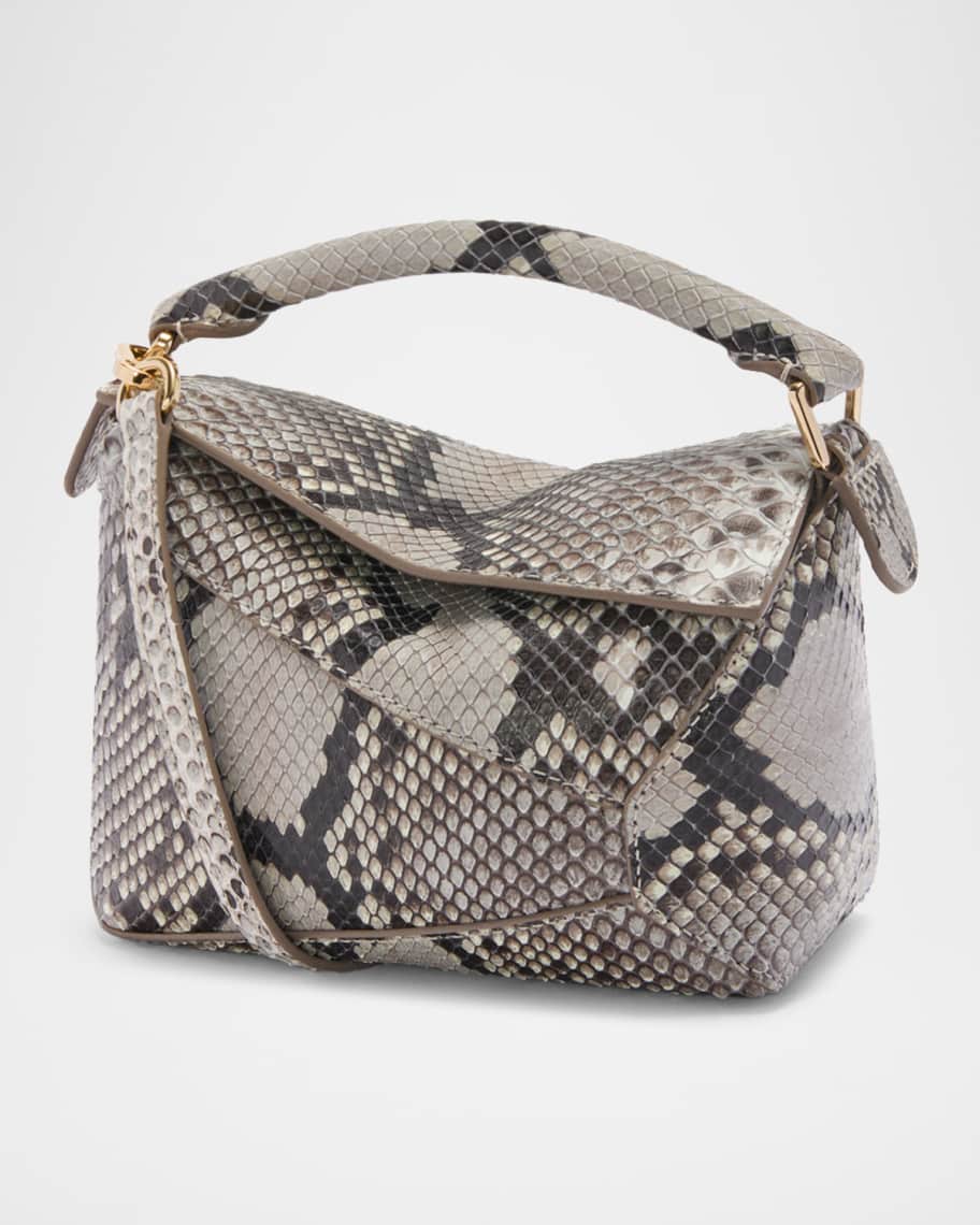 Loewe Puzzle Edge Mini Top-Handle Bag in Python | Neiman Marcus