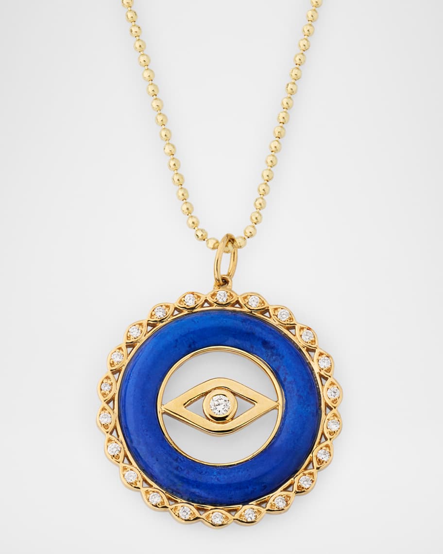 Sydney Evan Evil Eye Stone Pendant on 18" Medium Bolita Chain Necklace ...