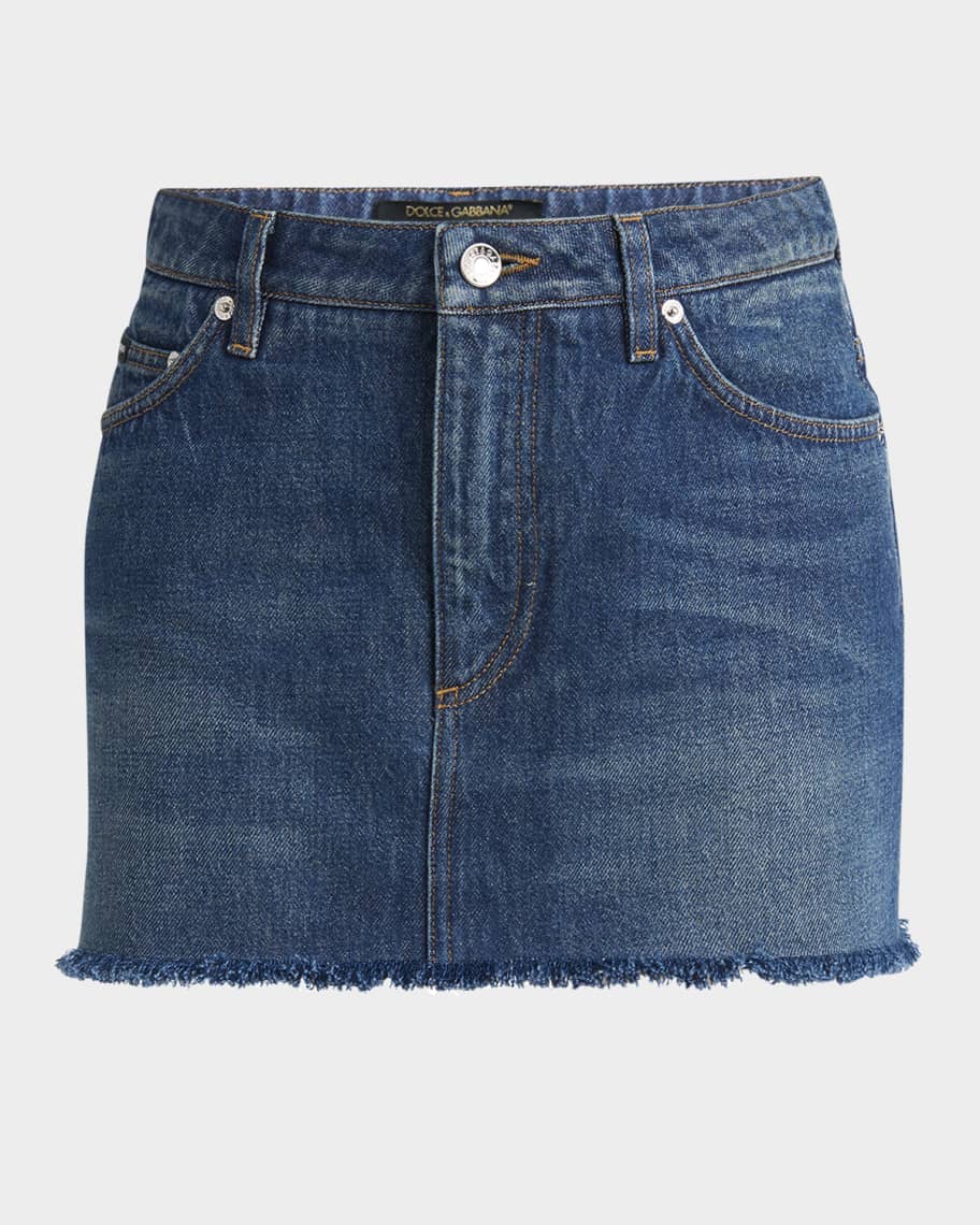 Dolce&Gabbana Denim Cut-Off Mini Skirt | Neiman Marcus