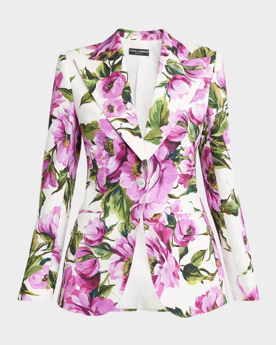 Dolce&Gabbana Peonies Jacquard Single-Breasted Jacket | Neiman Marcus