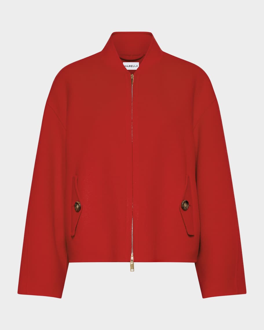 Marella Medusa Wool Broadcloth Bomber Jacket | Neiman Marcus