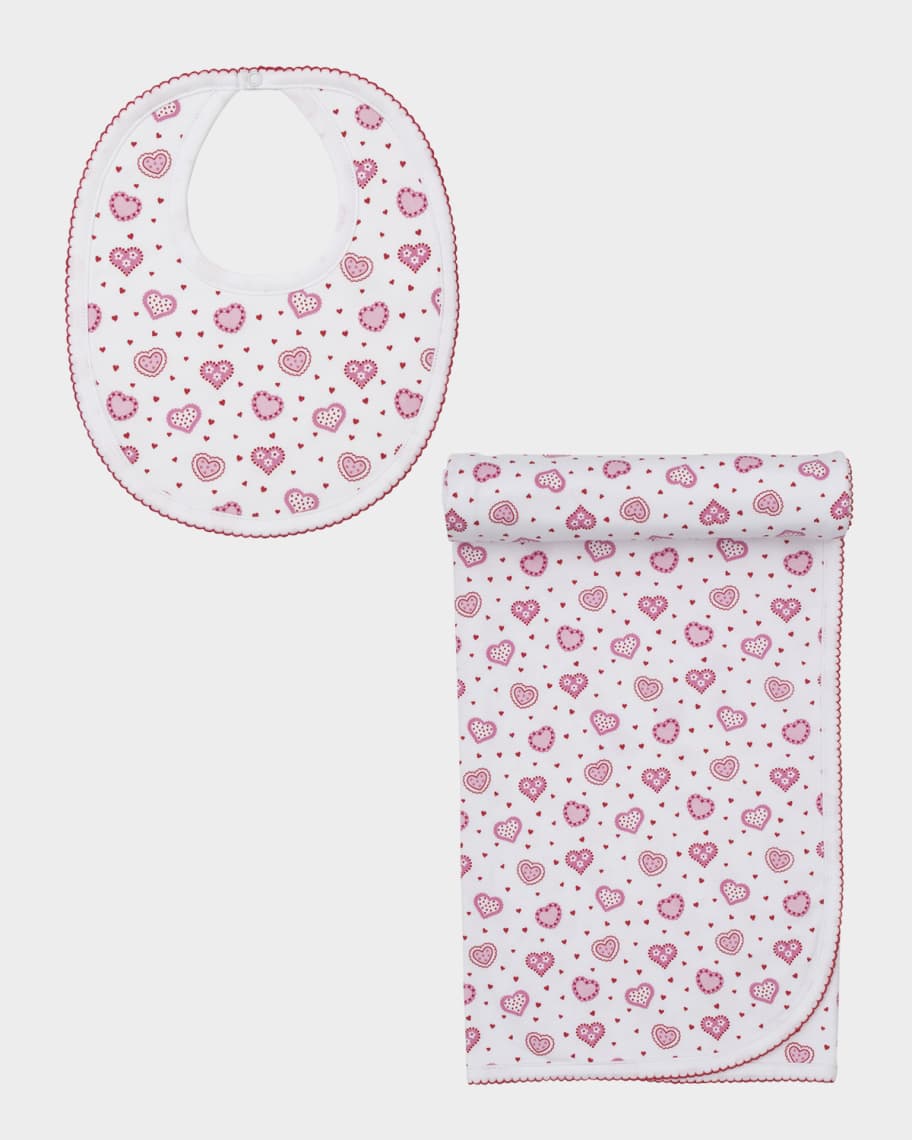 Kissy Kissy Heartfelt Hearts Blanket and Bib Set | Neiman Marcus