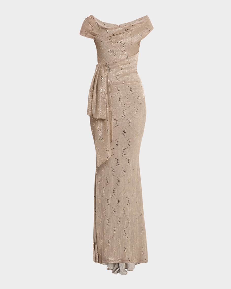 Talbot Runhof Reo Metallic Drape Mermaid Gown | Neiman Marcus