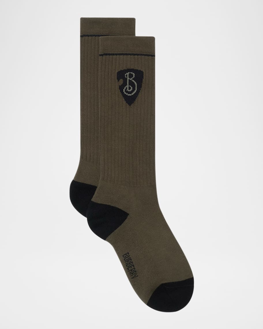 Burberry Men's B Shield Crew Socks | Neiman Marcus