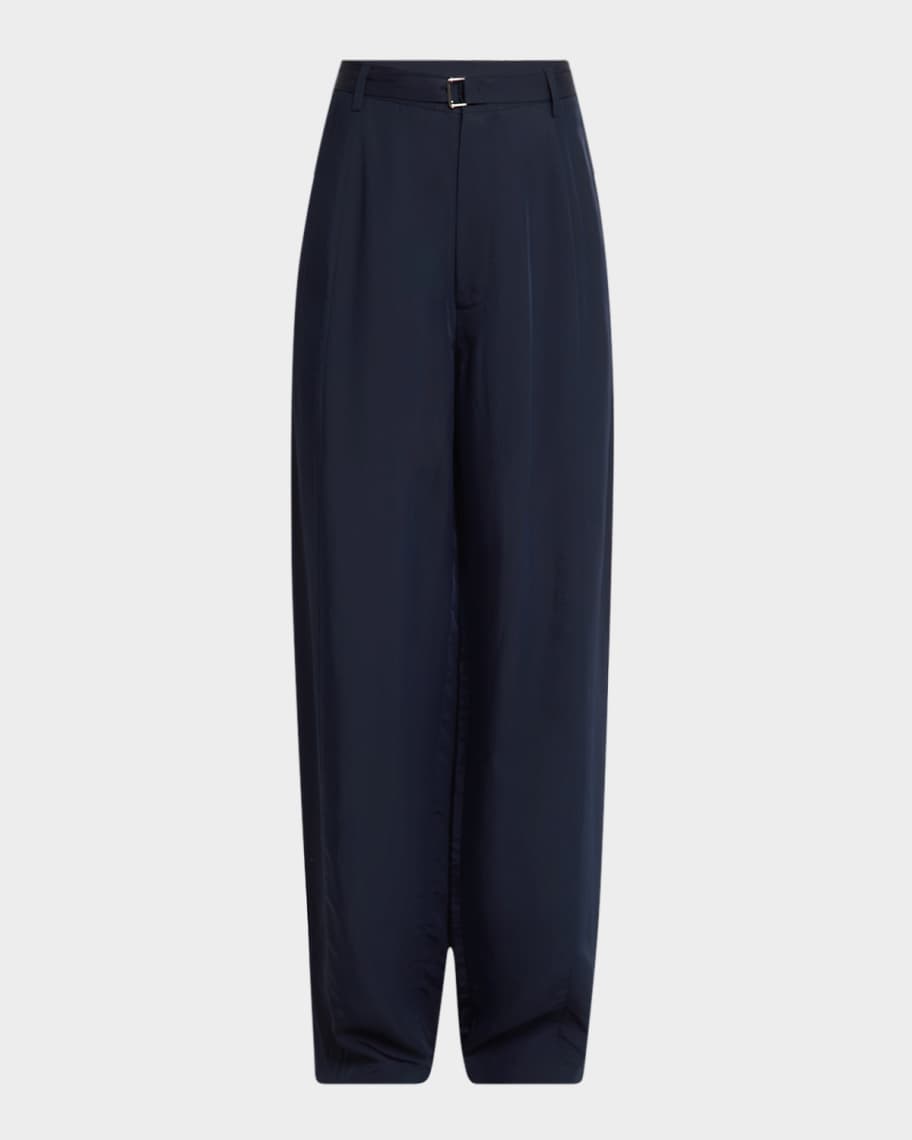 Co Drop-Crotch Pleated Straight-Leg Pants With Belt | Neiman Marcus