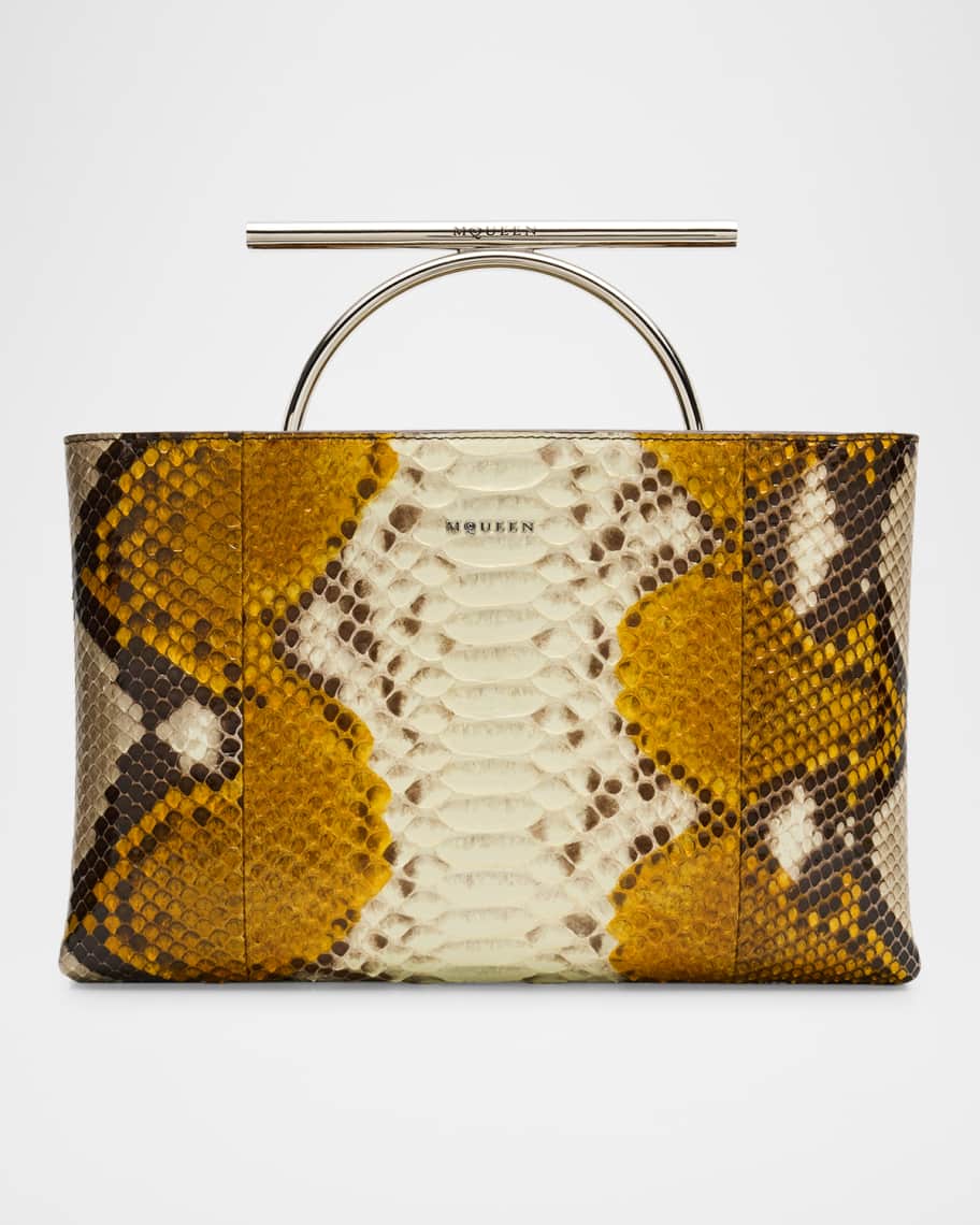 McQueen T-Bar Python Box Clutch Bag | Neiman Marcus