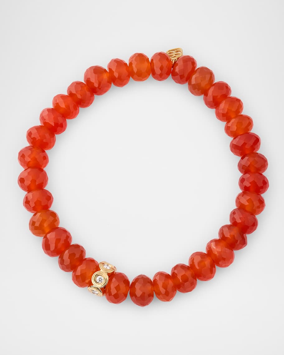Sydney Evan Fluted Stone Rondelle with Diamonds on Carnelian Rondelle ...