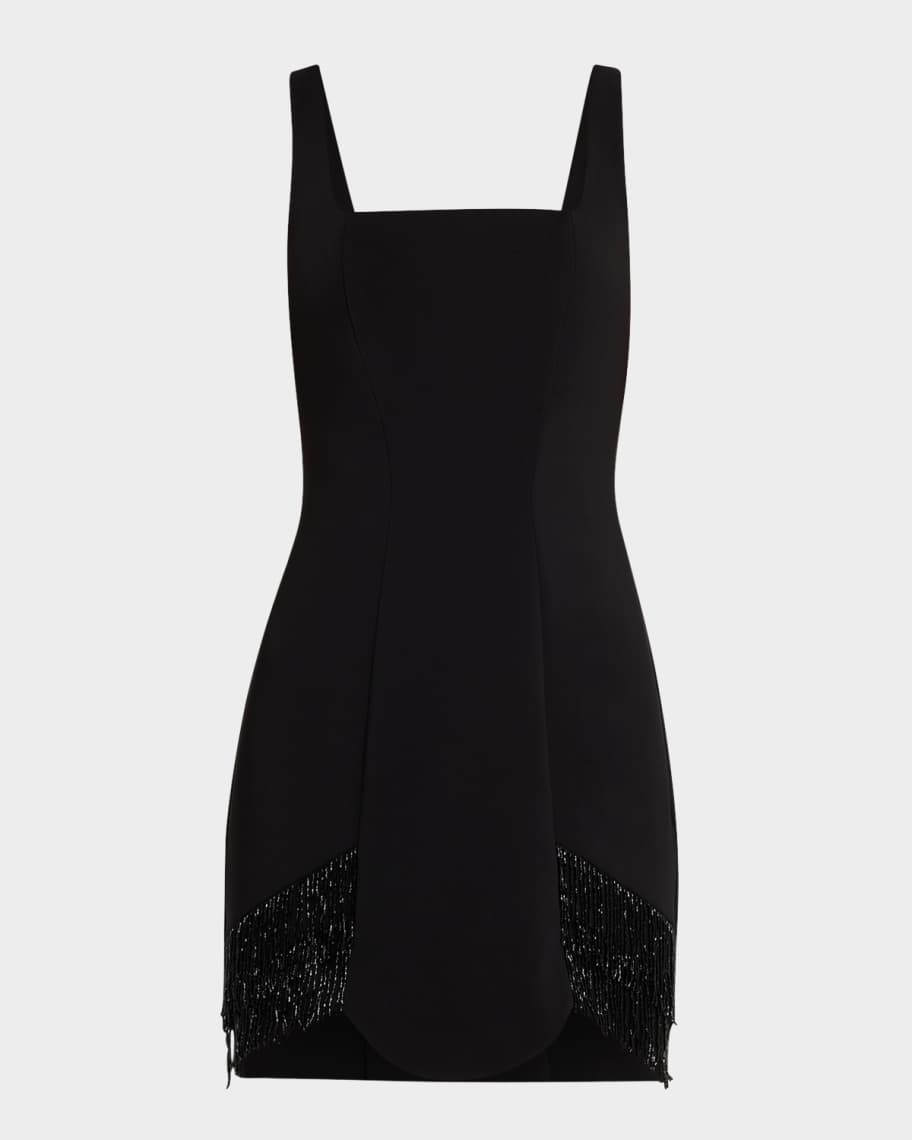 Liv Foster Addison Bead-Fringe Crepe Mini Dress | Neiman Marcus