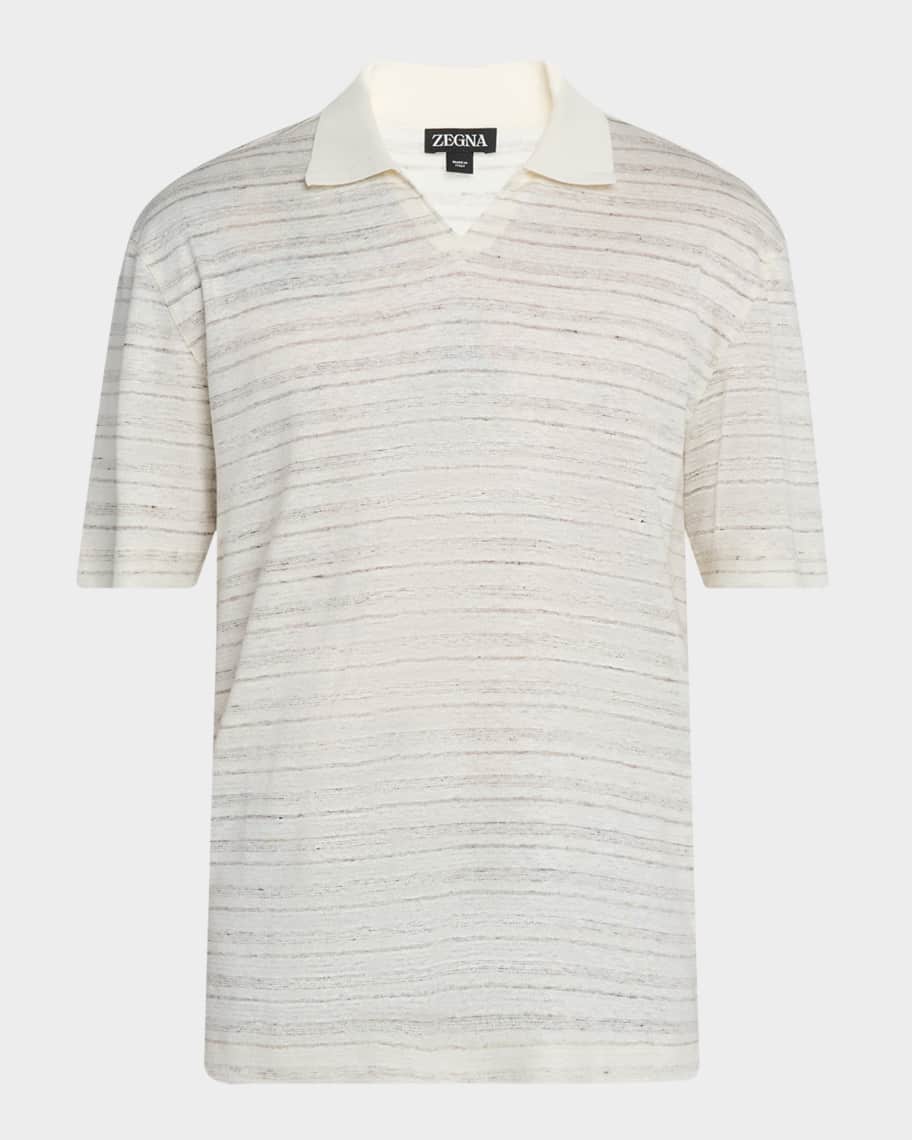 ZEGNA Men's Johnny Collar Multi-Stripe Polo Shirt | Neiman Marcus