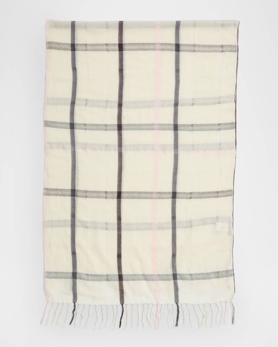 ARCA Rosa Check-Print Cashmere Blend Scarf | Neiman Marcus