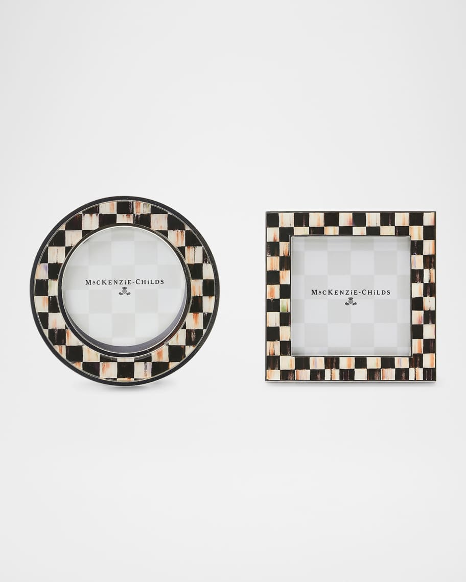 MacKenzie-Childs Courtly Check® Silver-Plated Picture Frames, Set of 2 | Neiman Marcus
