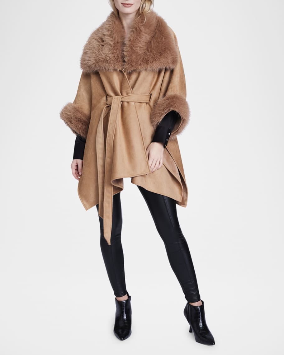Pia Rossini Ambrosia Faux Suede & Faux Fur Wrap | Neiman Marcus