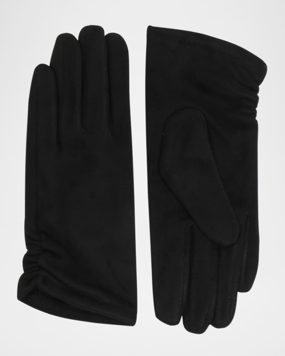 Pia Rossini Laura Ruched Faux Suede Gloves | Neiman Marcus