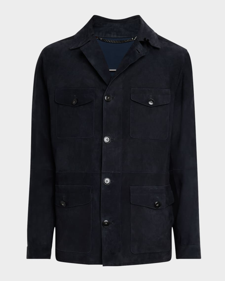 Canali Men's Suede Four-Pocket Field Jacket | Neiman Marcus
