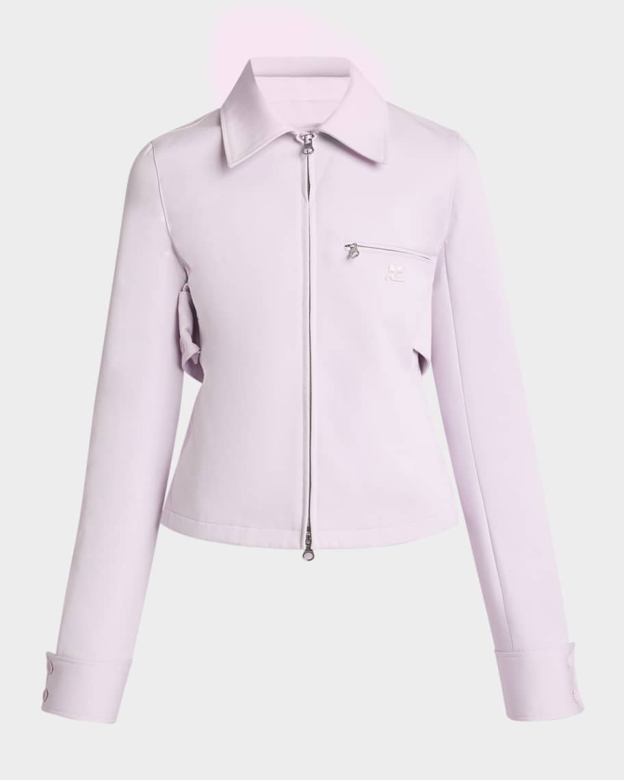 Courreges Belted Polycotton Zip Jacket | Neiman Marcus