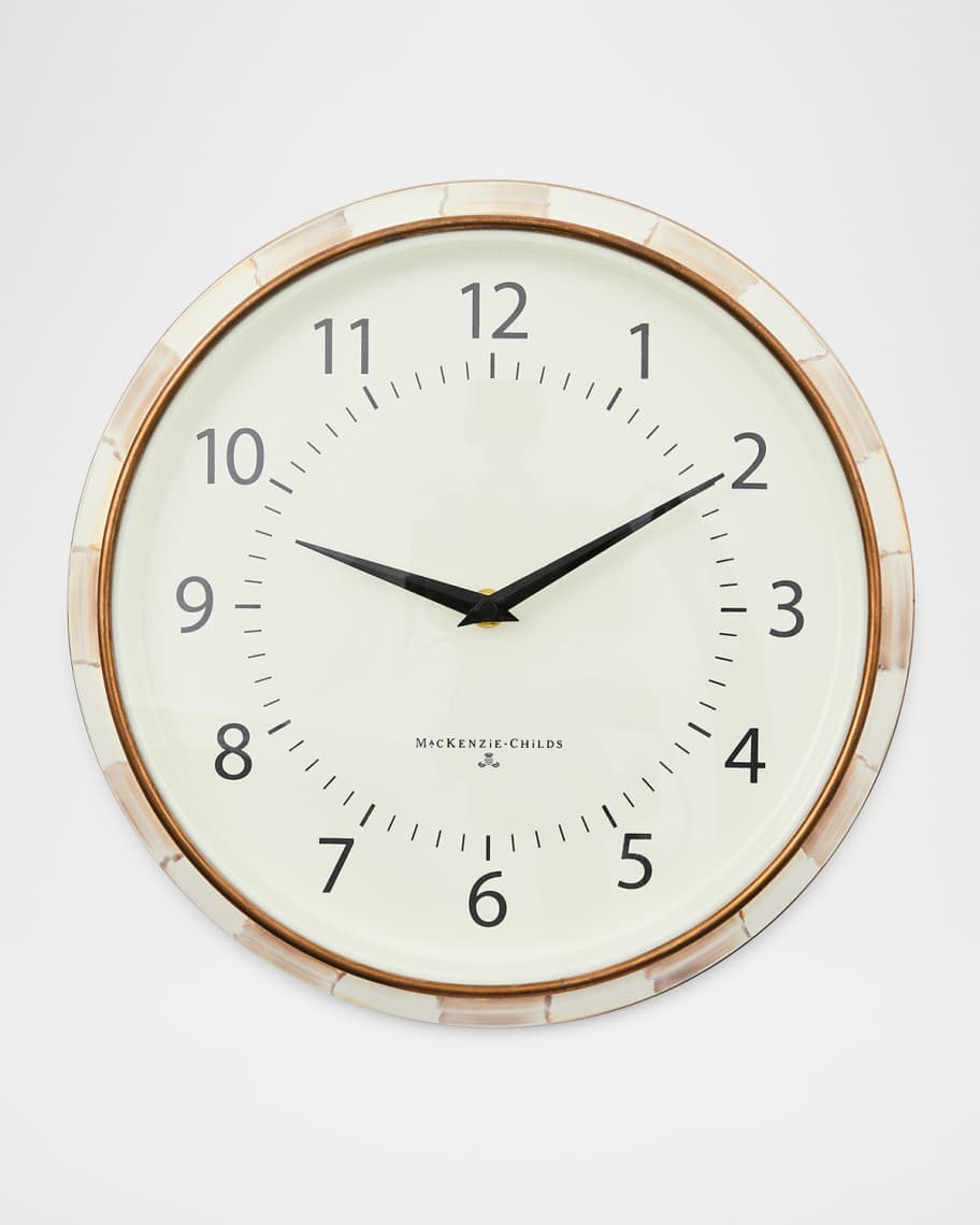 MacKenzie-Childs Mocha Check School Clock | Neiman Marcus