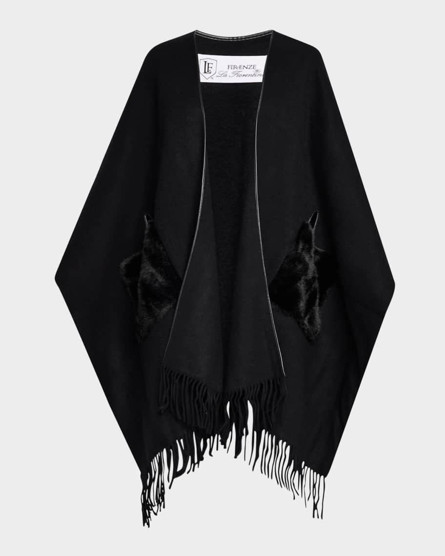 La Fiorentina Ruana Shawl W/ Faux Fur Trim | Neiman Marcus