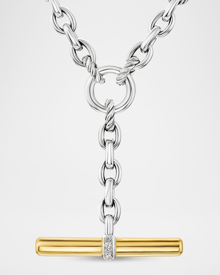 David Yurman DY Mercer Petite Toggle Necklace with Diamonds and 18K Gold in Silver, 5mm | Neiman ...