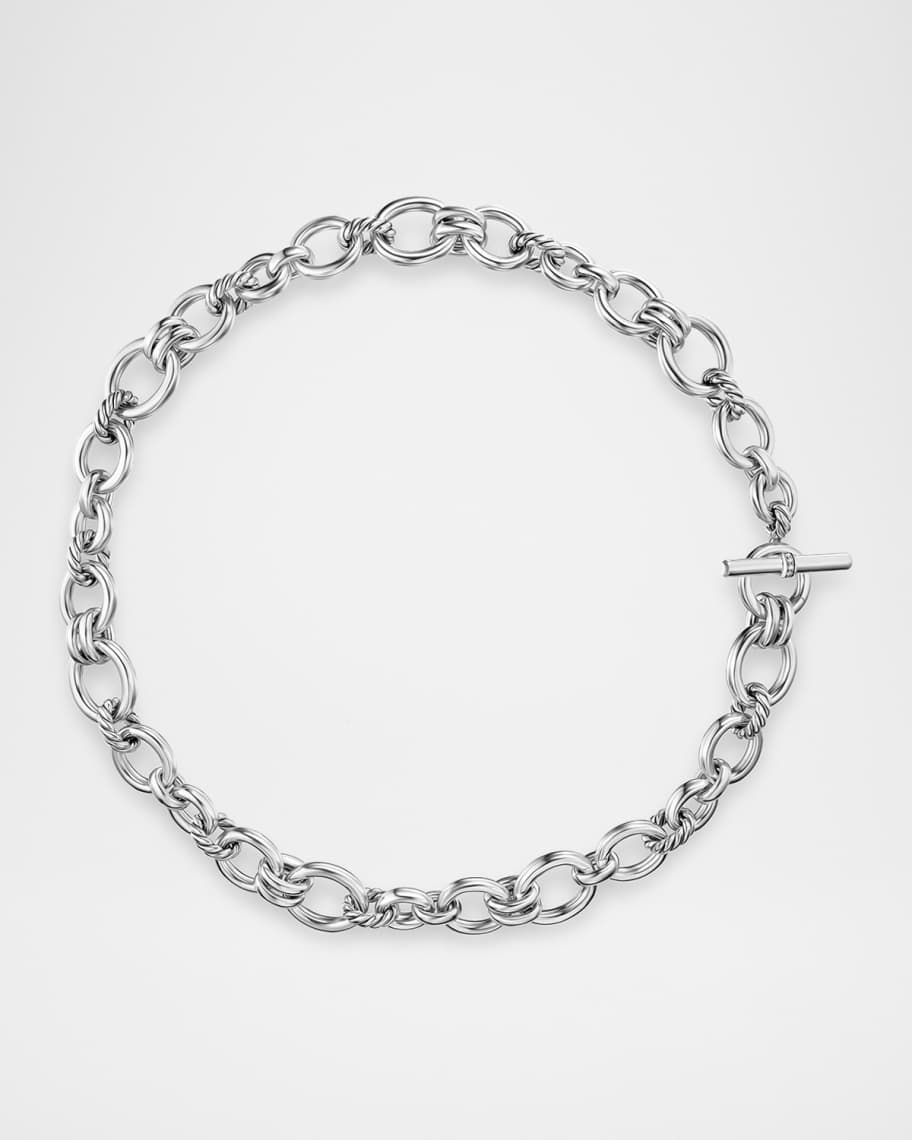David Yurman DY Mercer Chain Necklace with Diamonds in Silver, 5mm | Neiman Marcus