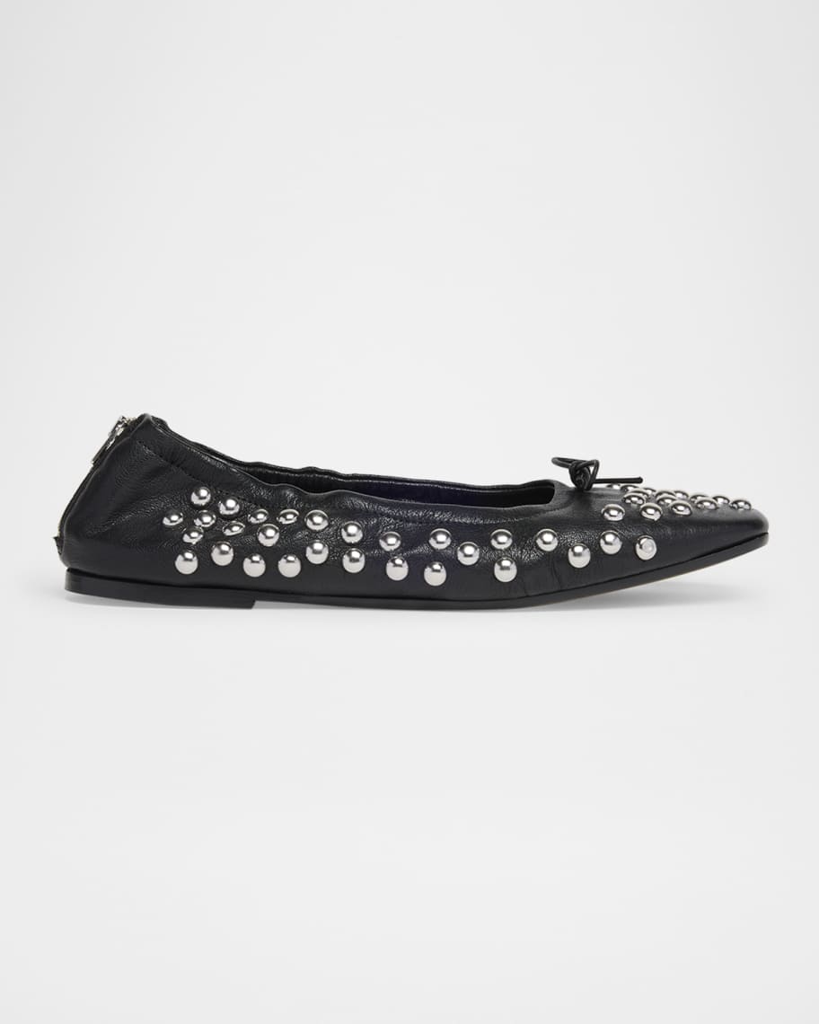 Golden Goose Amy Stud Zip Leather Ballerina Flats | Neiman Marcus