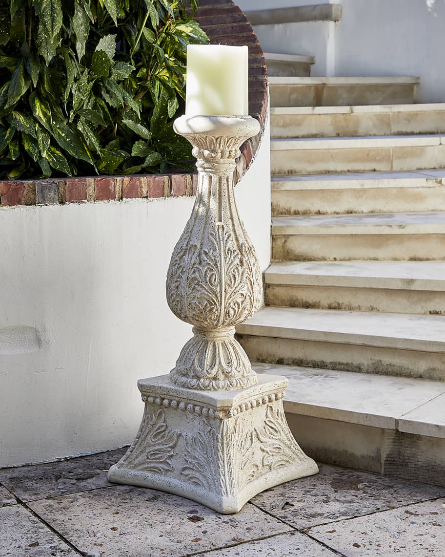 Neiman Marcus 36" Outdoor Cast Stone Floor Candlestick | Neiman Marcus