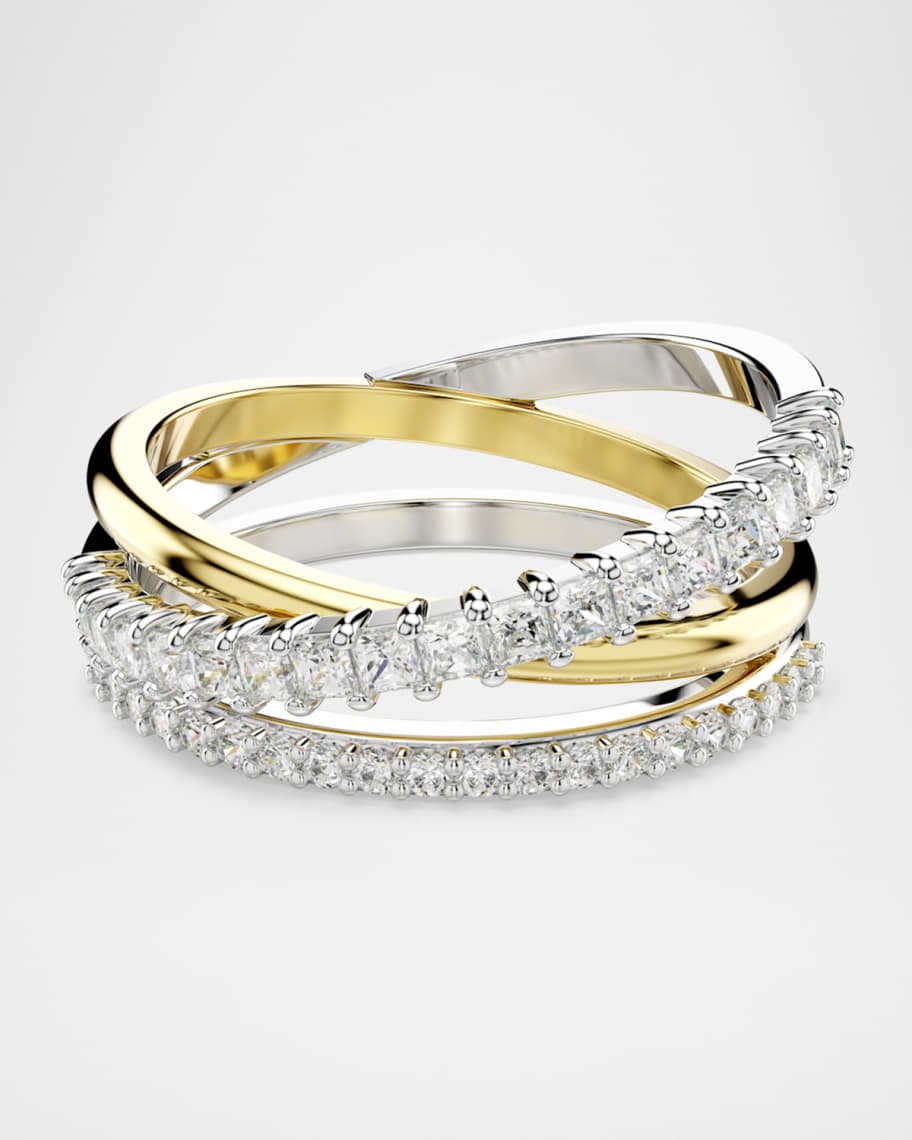 SWAROVSKI Hyperbola Two-Tone Round and Square-Cut Crystal Ring, Size 5. ...